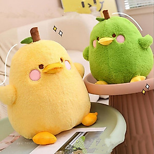 OUKEYI 8" /20cm Plush Yellow Duck Soft Stuffed Animal Toy,Cute Fruit Pear Duck Plush Pillow Duck Stuffed Animal Toy for Kids for Boys Girls Birthday Gift Party Sofa Decoration (yellow)
