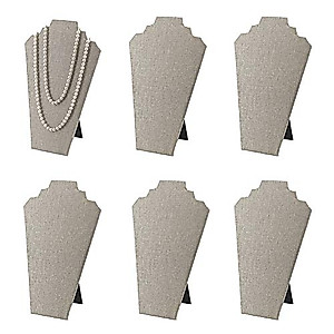 7TH VELVET 6pcs/ Pack 12.5inches Necklace Display Stands Easel Jewelry Organizer Stands for Show, Necklace Bust (Gray Linen 6pcs)