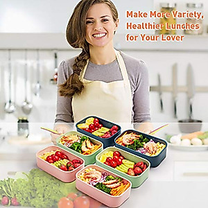 Bento Lunch Box - All-in-One Stackable Japanese Bento Box - Leakproof Eco-Friendly Meal Prep Containers for Men Women, Microwave and Dishwasher Safe,Easy Wash (Blue)