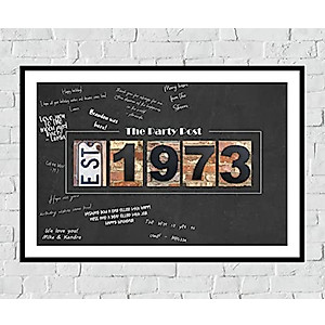 50th Birthday Party Decorations - Chalkboard Guest Book Alternative Poster. 11x17 Party Sign for Him or Her Turning 50 Years Old. Signing Board for Women or Men. Rustic Wall Art Banner for Wishes