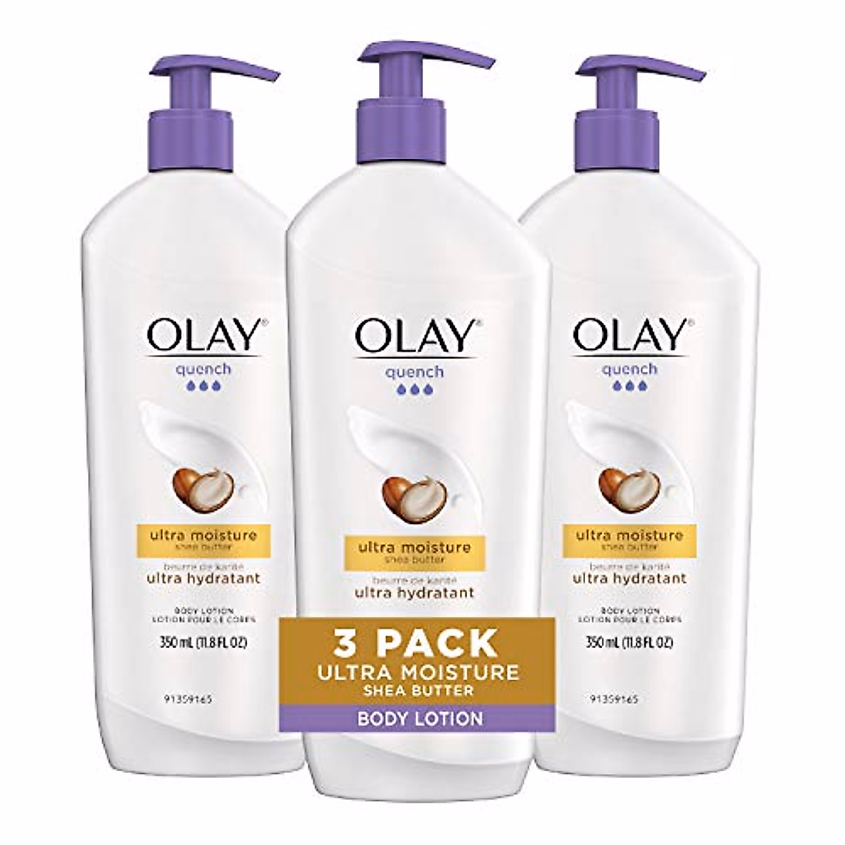 Body Lotion by Olay, Quench Ultra Moisture with Shea Butter, 11.8 fl oz (Pack of 3)