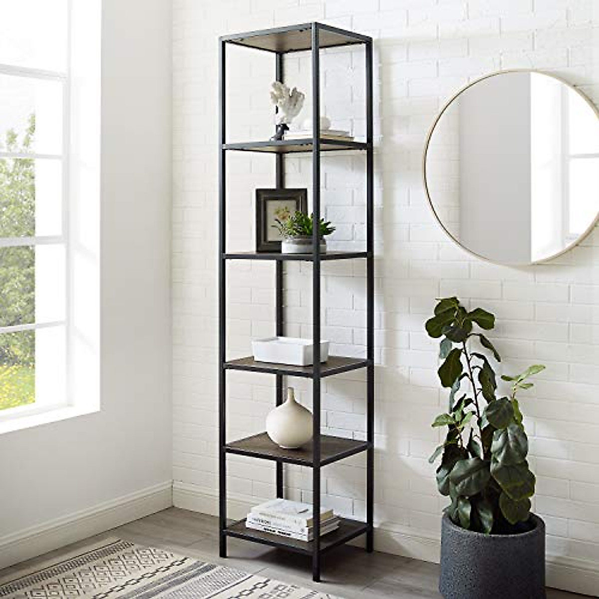 Crosley Furniture Jacobsen Narrow Etagere, Brown Ash