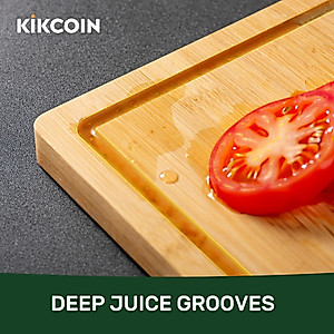24" Bamboo Cutting Boards for Kitchen, Extra Large Wood Cutting Board with Deep Juice Groove and Handle Heavy Duty Chopping board, Kikcoin, 24" x 18"