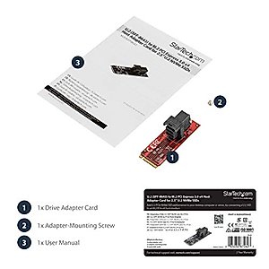 StarTech.com U.2 to M.2 Adapter - for 1 x U.2 PCIe NVMe SSD - M.2 PCIe x4 Host Interface - U.2 SSD - M.2 PCIe Adapter - U.2 Drive , TAA (M2E4SFF8643)
