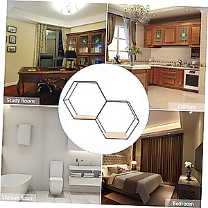 Garneck Wall Shelf Norse Decor Decorative Floating Shelf Modern Geometric Shelves Hexagon Floating Shelves Metal Corner Shelves Wall-Mounted Hexagon Floating Shelf Organizer Iron Small