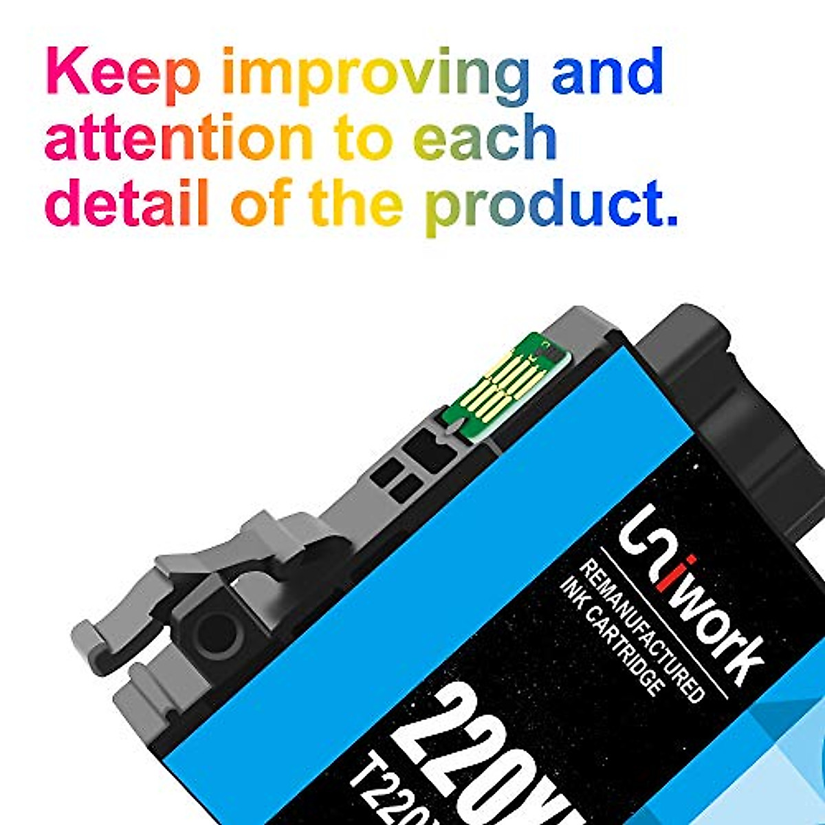 Uniwork Remanufactured Ink Cartridge Replacement for Epson 220 220XL use for WorkForce WF-2760 WF-2750 WF-2630 WF-2650 WF-2660 XP-320 XP-420 Printer (1 Black 1 Cyan 1 Magenta 1 Yellow), 4 Pack