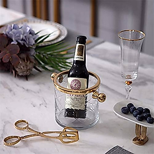N/A Handmade Brass glass ice bucket with ice clip dining table cooler wine wine rack ice bucket champagne can cooler
