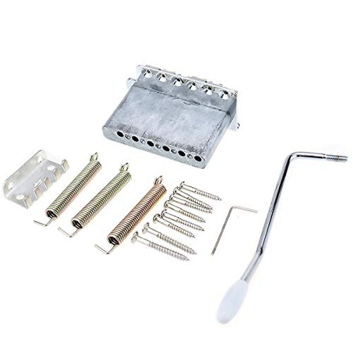 Musiclily Pro 56.5mm Vintage Guitar 6 Screw Tremolo Bridge Steel Saddles for Vintage Fender American Strat Stratocaster Electric Guitar, Chrome