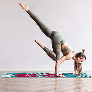 REJOON Flower PatternYoga Mat Thick Non Slip Yoga Mats for Women&Girls Exercise Mat Soft Pilates Mats