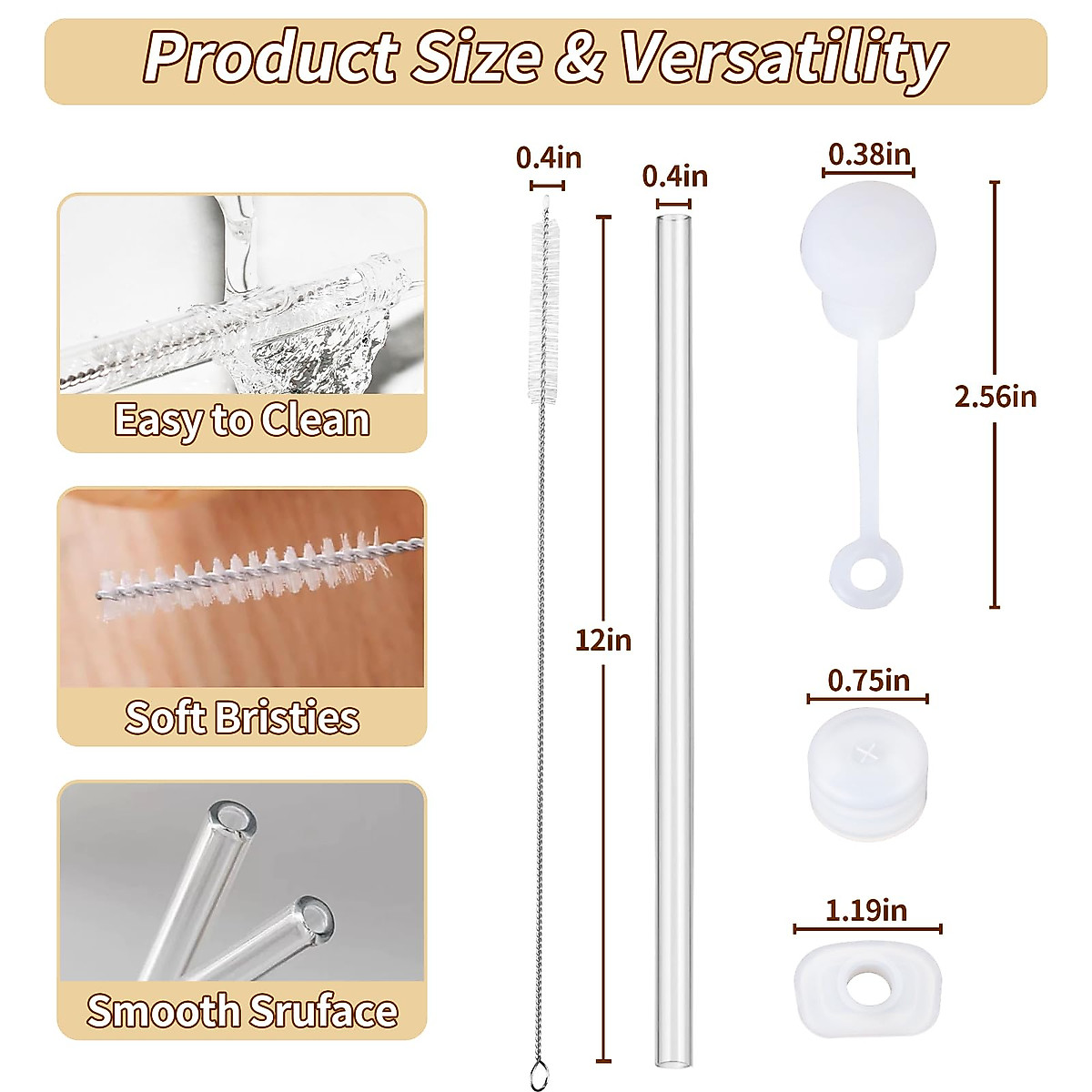 KEUYE 64 oz Tumbler Accessories for Stanley, Cup Accessories 64 oz Including 3PCS Extra Long Straws,1PC Straw Cleaning Brush,2 Sets Of Silicone Spill Leak Stoppers