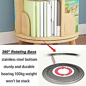 Gdrasuya10 Upgraded 2 Tier 360 Rotating Bookshelf with Legs, Small Stackable Bookshelf Wood Bookcase Organizer Book Display Shelves Storage for Living Room Bedroom Study Room