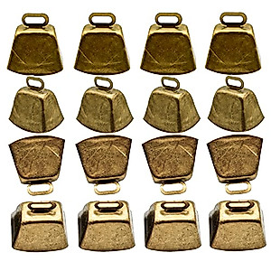 Pinenjoy 17Pcs 1.57inch Small Brass Bell Copper Grazing Bells Farm Animal Loud Bronze Bell Long Distancec Cow Horse Goat Dog Cattle Sheep Anti-Theft Collar Metal Accessories
