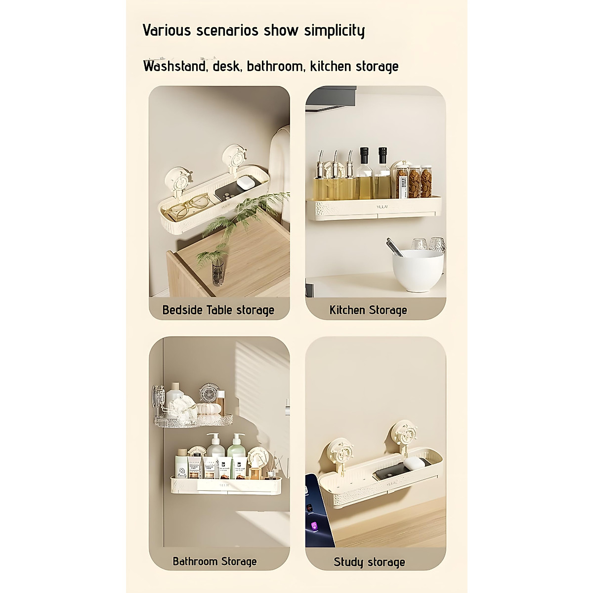 therlig Shower Caddy Suction Cup(Rudder Shape) NO-Drilling Removable Powerful Suction Waterproof Organizer，Storage Basket For Body Wash & Toiletries Bathroom & Kitchen Caddy Organizer