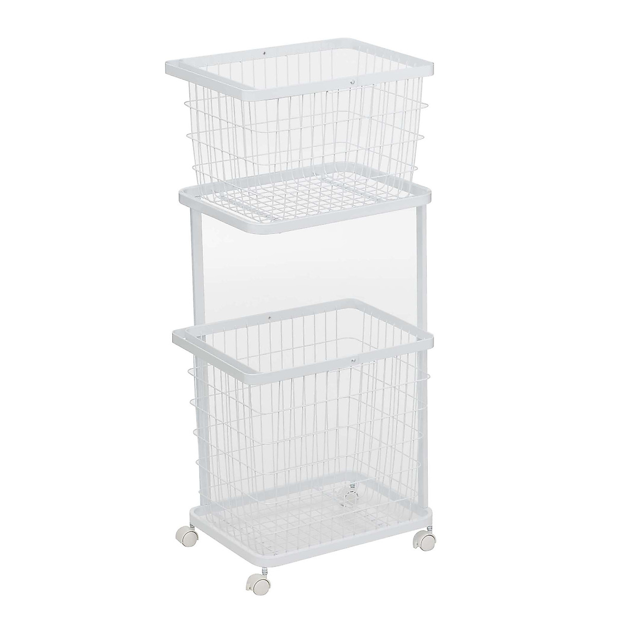 Yamazaki Home Steel Cart for Tower Laundry Basket Wagon, White