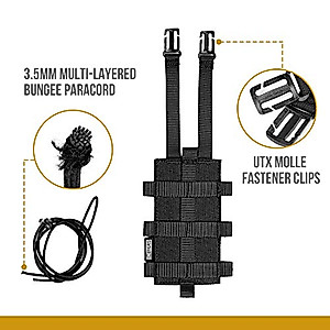 OneTigris ROC Minimalist Adjustable Bottle Holster MOLLE Panel Gear Holder Universal Fit 600ml to 1000ml Water Bottle (Black)