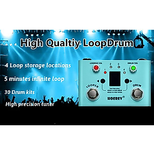 HOEREV Guitar Drum Machine Looper Tuner 3 In 1 Loop Pedal For Electric Guitar Bass Pedals Station Type C Can Be Power Supply Port