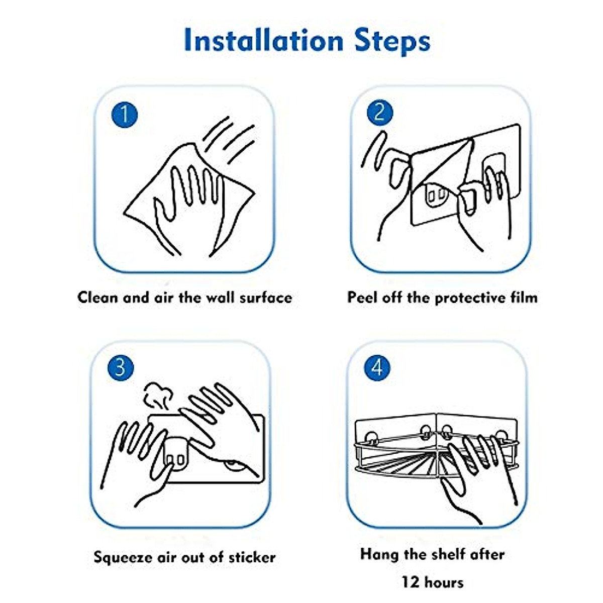 LAIGOO 8 Pcs Replacement Adhesive Stickers for Shower Caddy Corner, No Drilling Wall Hooks Adhesive Strips for Bathroom Shelves
