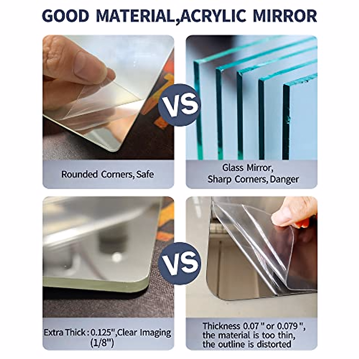 Unbreakable Full Length Mirror Wall Tiles,Shatterproof Plexiglass Full Body Mirror,Extra Thick1/8",12"x12"x4Pcs,Closet Mirrors for Bedroom,Gym Mirrors for Home Gym,Peel and Stick Mirrors For Wall