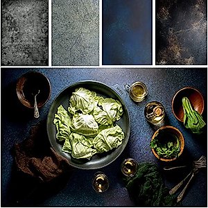 shengzkc Food Photography Backdrop 2 Pcs 21x33inch Concrete Flat Lay Photo Photographic Background Paper Double Sided for Tabletop Product Blogger Pictures Props Board Jewelry ins Video
