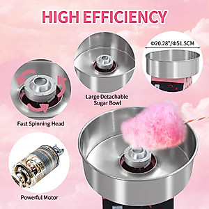 Cotton Candy Machine Commercial, Electric Cotton Candy Maker, 1080W Candy Floss Maker, Perfect for Family Party Amusement Park Carnival,Pink