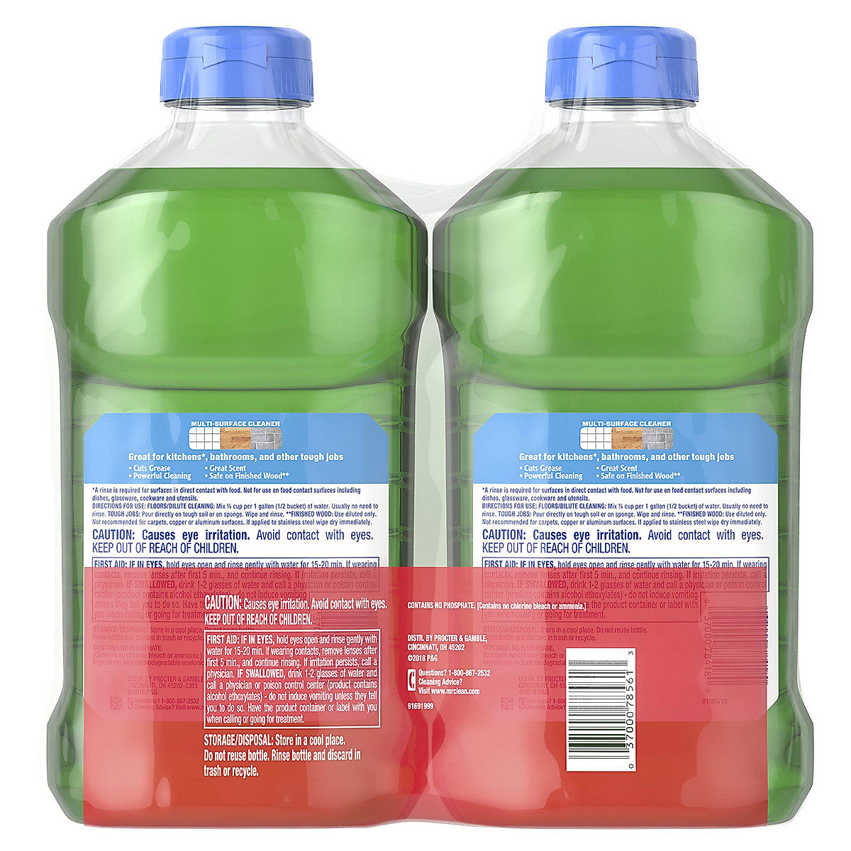 Mr. Clean Liquid All Purpose Multi-Surface Cleaner | with Gain Original - 45 Ounce Each Bottle (Pack of 2) (Total 90 fl oz)