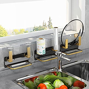 eyesfon Pot Lid Organizer Rack for Cabinet Door/Wall, Hole-free Wall-mounted Pot Lid Holder, Thickened Sturdy Space Aluminum (Black)