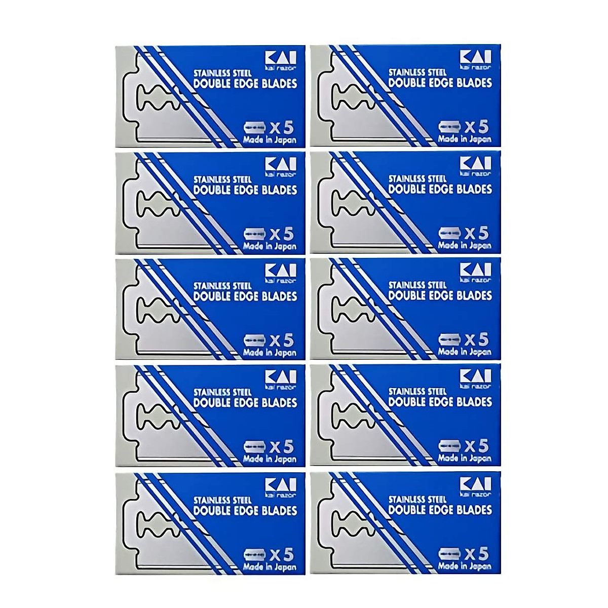 50 Stainless Steel Double Edge Safety Razor Blades from Kai Cutlery