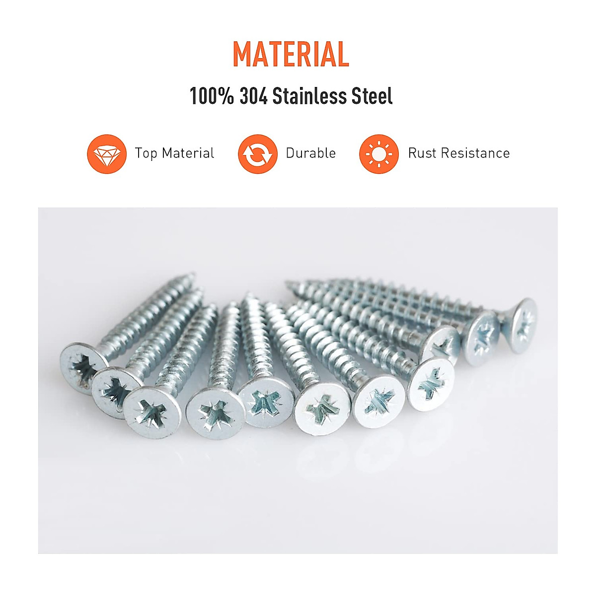 Trivd Frol 550Pcs Self Tapping Screws Assortment Set, M3/M4/M5/M6 304 Stainless Steel Sheet Metal Screws Kit, Phillips Drive Wood Screw Assortment 550Pcs(275pcs Round Head and 275pcs Flat Head)