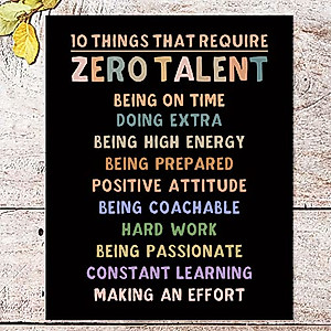 10 Things That Require Zero Talent, Motivational Poster, Inspirational Print, Office Wall Decor, Typography Art, Success Tips, Classroom Wall Decor, Boho Decor, No Frame (8X10 INCH)