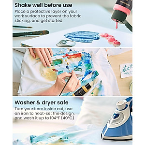 Colorful Permanent Fabric Paint, 26 Colors Soft Fabric Paint in Bottles (30ml/1oz) with Brushes, Palette,Non-Toxic Textile Paint for Creative DIY Clothes, T-Shirts, Shoes Art and Crafts