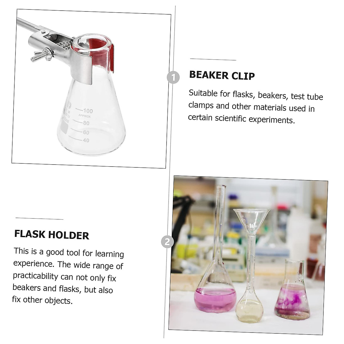 1pc Universal Flask Clamp Laboratory Flask Clip Laboratory Accessory Beaker Clamp Flask Clamp Holder Laboratory Supplies Test Tube Clamp Beaker Clip Chemical Experiment Equipment