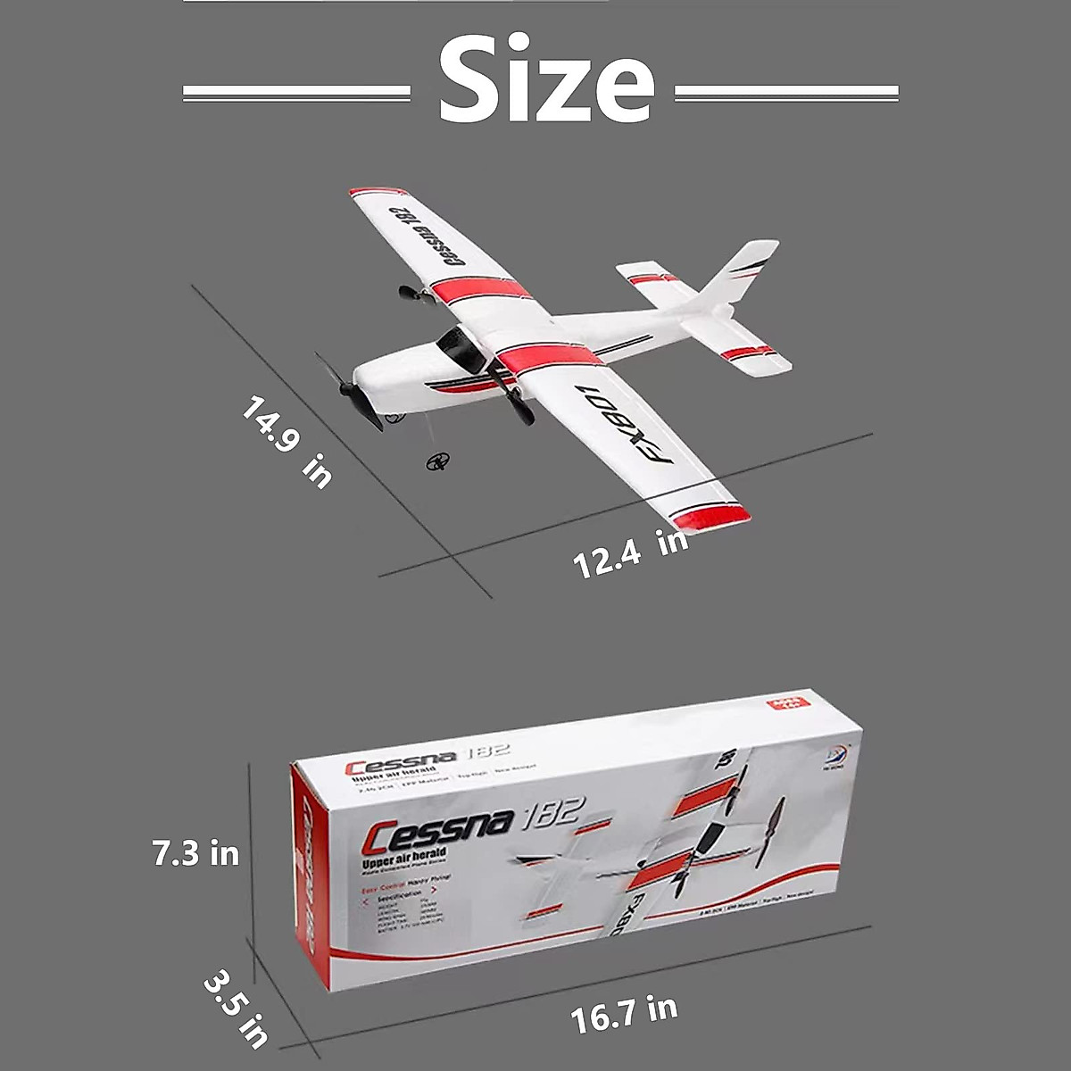 Ouhgnoh RC Plane 2.4Ghz 2 Channels EPP Foam Remote Control Airplane Radio Control Cessna Aircraft Easy to Fly RC Glider Toys for Kids, Boys and Beginners with 3 Batteries