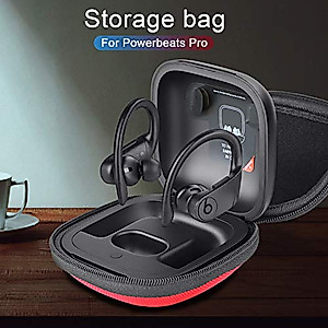 Portable Carrying Case Compatible for Powerbeats Pro Case Cover, ANKASI Hard Travel Protective Storage Cover Case Nylon Accessories Bag with Lanyard/for Beats powerbeats pro 2019 (Red)