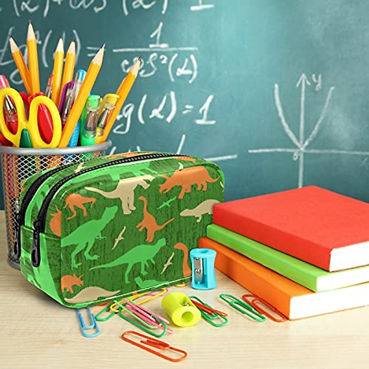 Pencil Case Dinosaur Pattern Big Capacity Pencil Pouch Cute School Supplies Pencil Bags with Zipper Lightweight Organizer Waterproof Students Office Adults