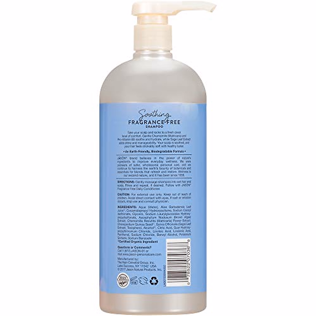 Jason Shampoo, Fragrance Free, 32 Oz