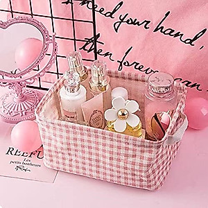 Abgream Foldable Storage Basket - Set of 6 Small Collapsible Canvas Containers Organizers with Handle for Home Decor or Storing Toys, Keys, Sundries, Little Crafts. (Style C)