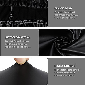 SearchI Waterproof PU Leather Seat Covers for Dining Chairs, 6 Pack Stretch Dining Room Chair Seat Covers, Kitchen Chair Seat Covers Protectors (Black)