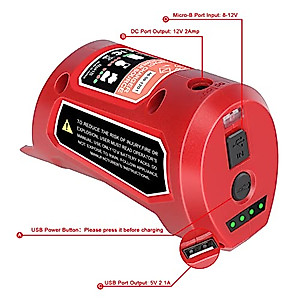 JYJZPB 12V USB Power Source Replacement Compatible for Milwaukee M12 12V Battery USB Charger Adapter for Milwaukee 12 Volts Heated Jacket 48-59-1201 48-11-2420 48-11-2411 M12 Power Source Adapter