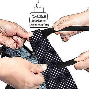 CALIYO Lunch Bag for Women, Insulated Kids Lunch Container with Leather Holder, Foldable Cute Small Cooler Polka Dot Lunch Tote Bag for Office School Picnic Camping Travel, 9L,Black