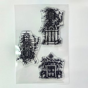 NZJ Vintage Door Decoration Clear Stamp Background Transparent Silicone Stamp Rubber Stamp for Scrapbook Journal Card Making 4.3 x 6.3 Inch