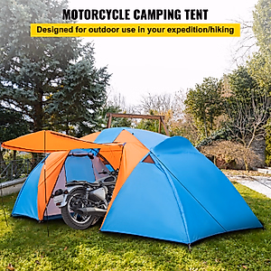 VEVOR Motorcycle Camping Tent, Spacious Design, Waterproof & Windproof, Breathable Mesh Roof, Easy Setup, 177.2" x 98.4" Floor, 78.7" Center Height
