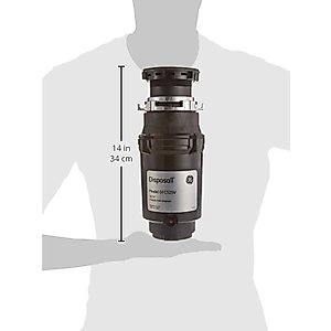 GE Continuous Feed Garbage Disposal, 1/2 Horsepower, Good for Grinding: Beans, Potatoes, Peels, and Cooked Meat, Easy Install Kit and Power Cord Included, Recommended for 2-4 Person Homes