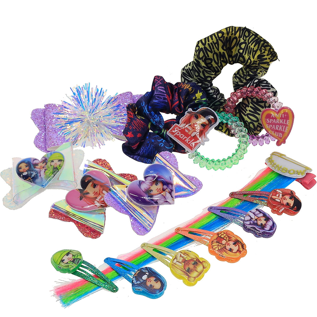Rainbow High - Townley Girl Hair Accessories Set |Gift for Kids Teens Girls| Ages 3+ (15 Pcs) Including Hair Bow, Hair Extension, Scrunchies, Hair Clips and More, for Parties, Sleepovers and Makeovers