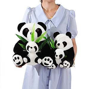 AIXINI 10" Plush Panda Stuffed Animals with Panda Baby Soft Toy, Native Mom & Baby Plush Bamboo Panda
