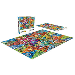 Buffalo Games - Pokémon - Stained Glass Starters - 1000 Piece Jigsaw Puzzle for Adults Challenging Puzzle Perfect for Game Nights