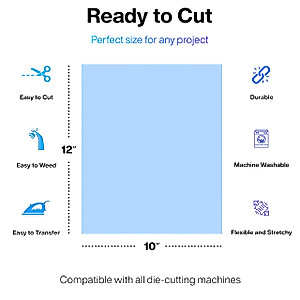 Primology Heat Transfer Vinyl: 10 Pack Pastel Colors 12" x 10" Premium Iron On Vinyl, HTV Vinyl for T-Shirts - HTV for Cricut, Silhouette Cameo, Heat Press Machine