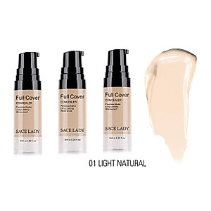3 Pack Pro Full Cover Liquid Concealer, Waterproof Smooth Matte Flawless Finish Creamy Concealer Foundation for Eye Dark Circles Spot Face Concealer Makeup, Size: 3×6ml/0.20Fl Oz, Light Natural