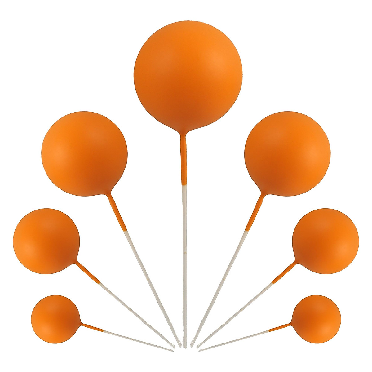 Gyufise 30Pcs Balls Cake Toppers Ball Cake Picks Foam Ball Shaped Cupcake Toppers Mini Balloons Baby Shower Cake Decorations for Wedding Enaggement Bridal Shower Birthday Party Supplies Orange