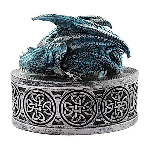 DDFE Unique New Dragon Pattern DND Dice Gift Storage Box,Great DND Gifts Giftware Box,Dungeons and Dragons RPG MTG Table Games D&D Pathfinder Shadowrun,DND Accessories Essentials Kit(Blue)