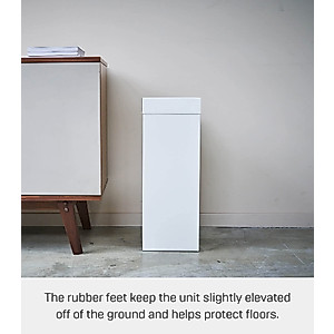 YAMAZAKI home 4488 Tall Trash Can-Modern Garbage Waste Basket with Handle, One Size, White